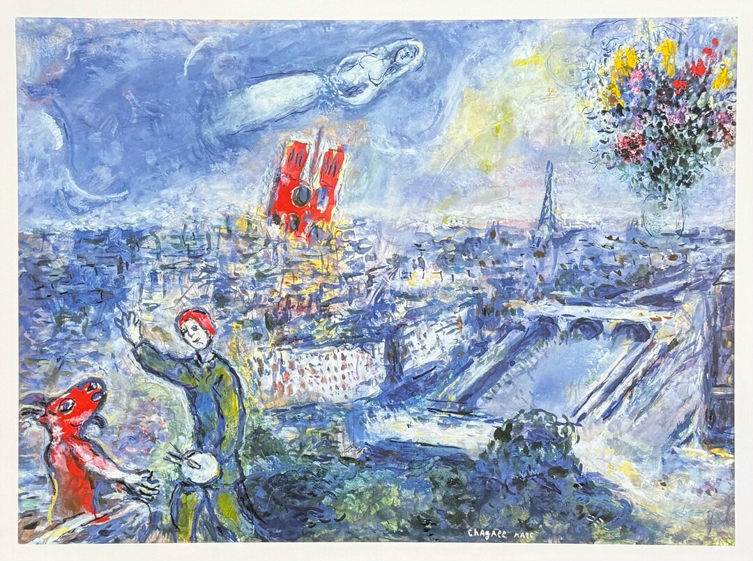 Marc Chagall Exhibition Poster - View of Paris - Summer - Love - Museum ...
