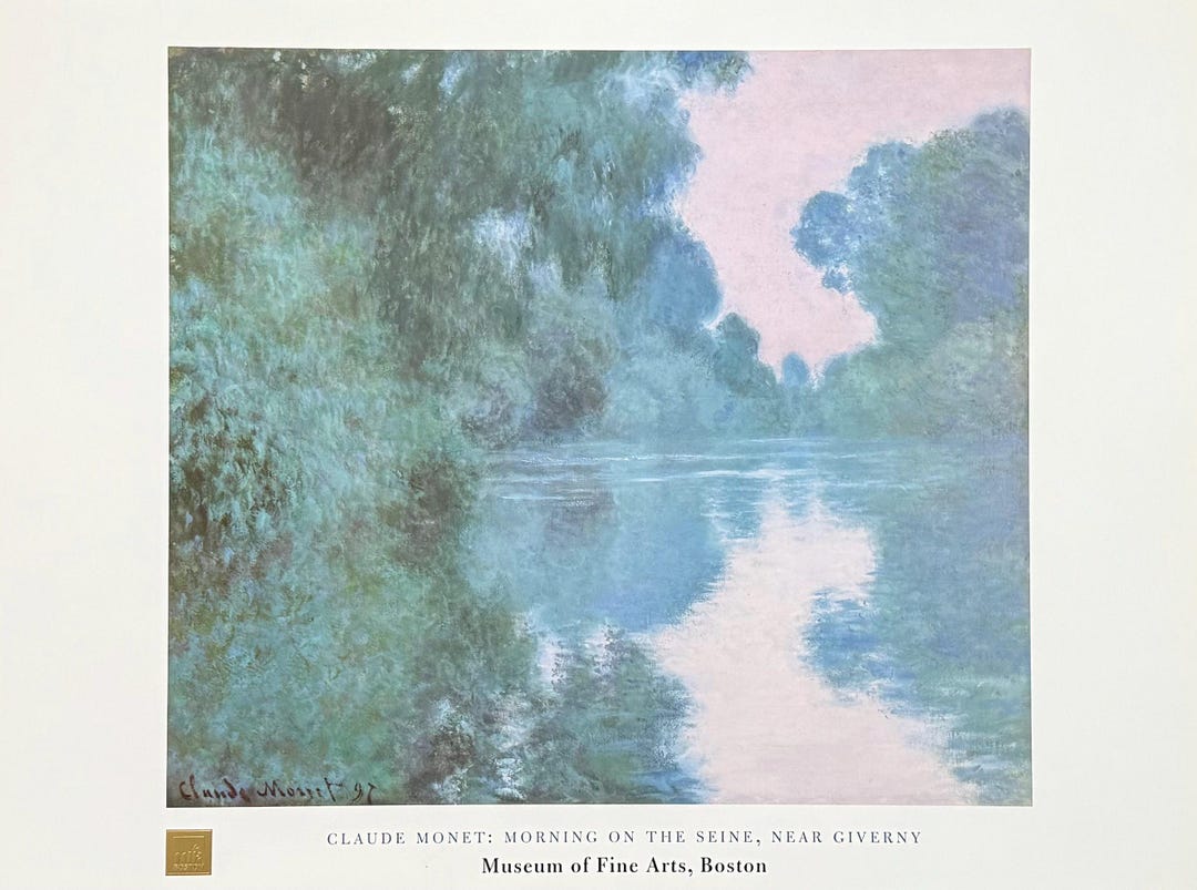 Claude Monet Exhibition Poster - Morning on the Seine - Impressionist ...