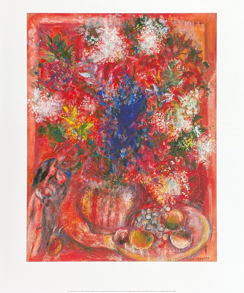 Marc Chagall Exhibition Poster - the Red Flowers - Museum Artist - Art ...