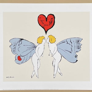 Andy Warhol Exhibition Poster I Love You so Kissing Angels Red Heart ...