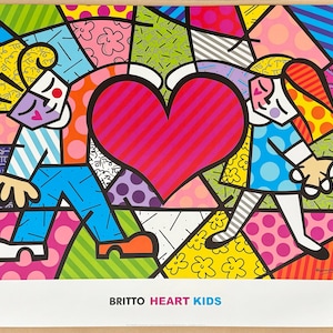 Romero Britto Exhibition Poster - Heart Kids - Love - Museum Artist ...