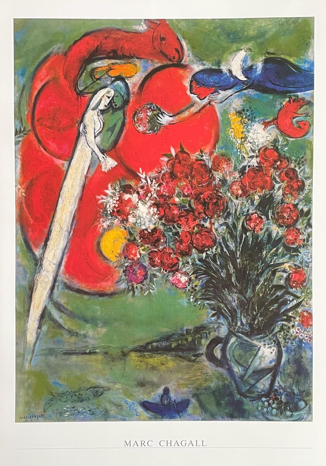 Marc Chagall Exhibition Poster - Flowers - Still Life - Love - Lovers ...