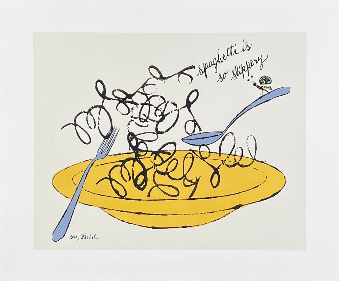 Andy Warhol Exhibition Poster Spaghetti is so Slippery Kitchen Italian ...