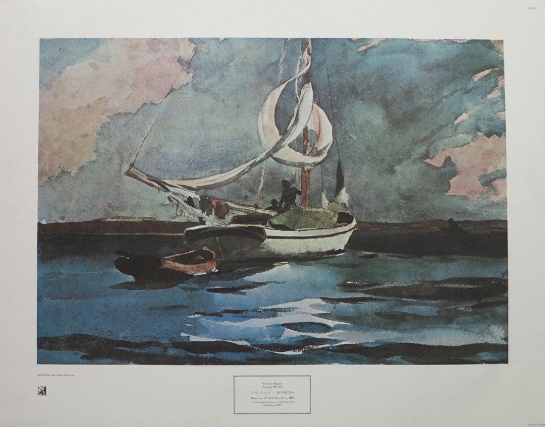 Winslow Homer Exhibition Poster - the Sloop - Bermuda - Sailing Boat ...