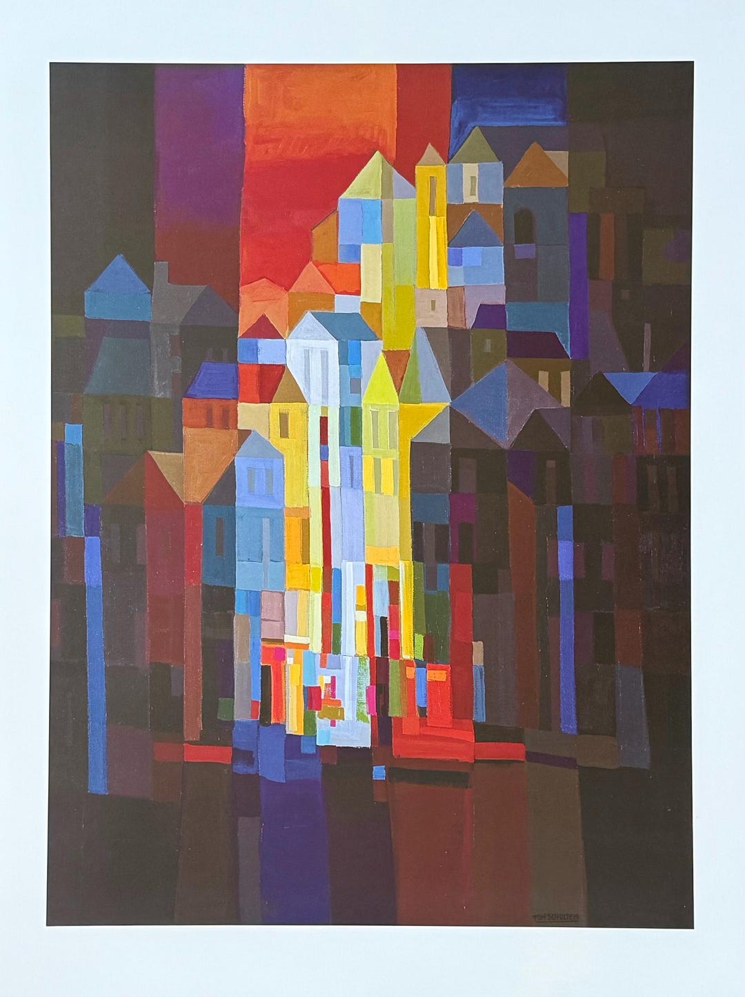 Ton Schulten Exhibition Poster - Town by Night - City View - Cubism ...