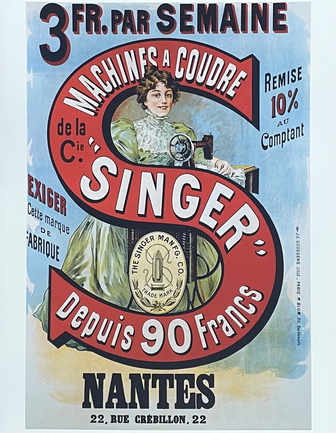 Singer Exhibition Poster Sewing Machine Advertisement Decorative Art ...