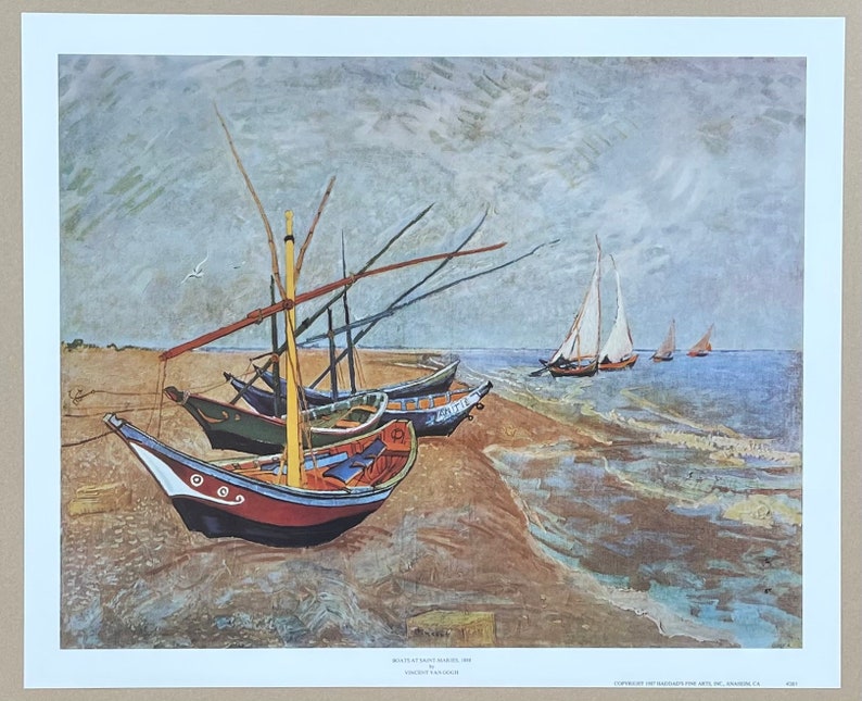 Vincent Van Gogh Exhibition Poster - Boats at Saint-maries - Fishing ...