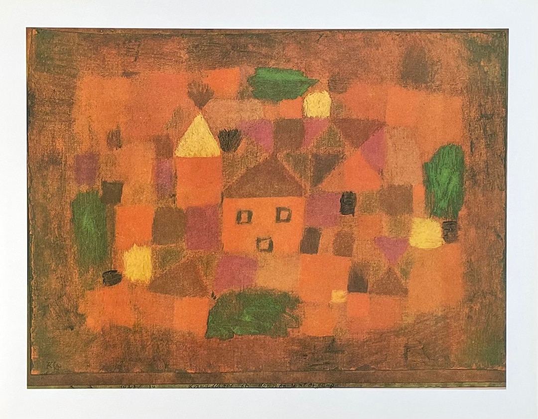 Paul Klee Exhibition Poster - Landscape at Sunset - Red - Cubism ...