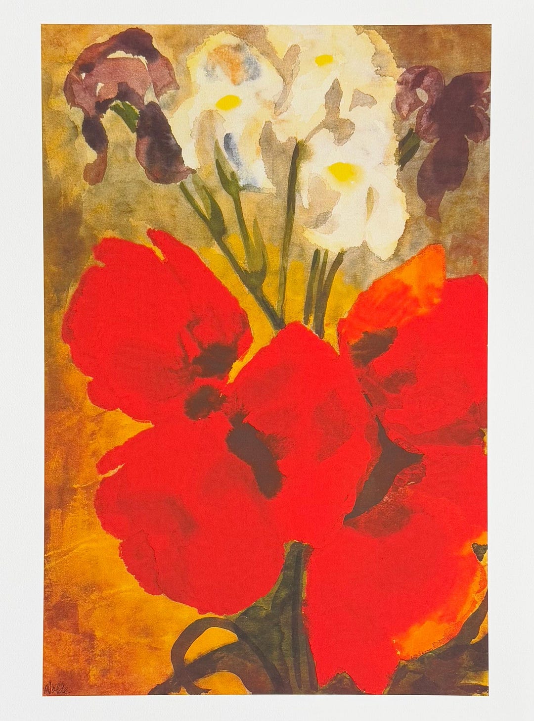 Emil Nolde Exhibition Poster - Red Flowers - Still Life - Museum Artist ...