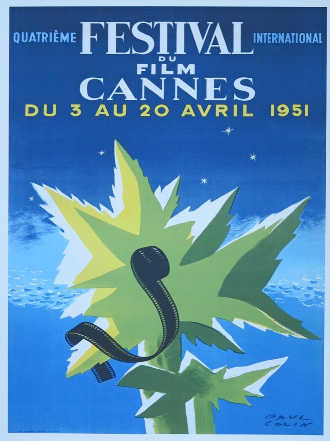 Paul Colin Exhibition Poster International Film Festival Cannes Offset ...