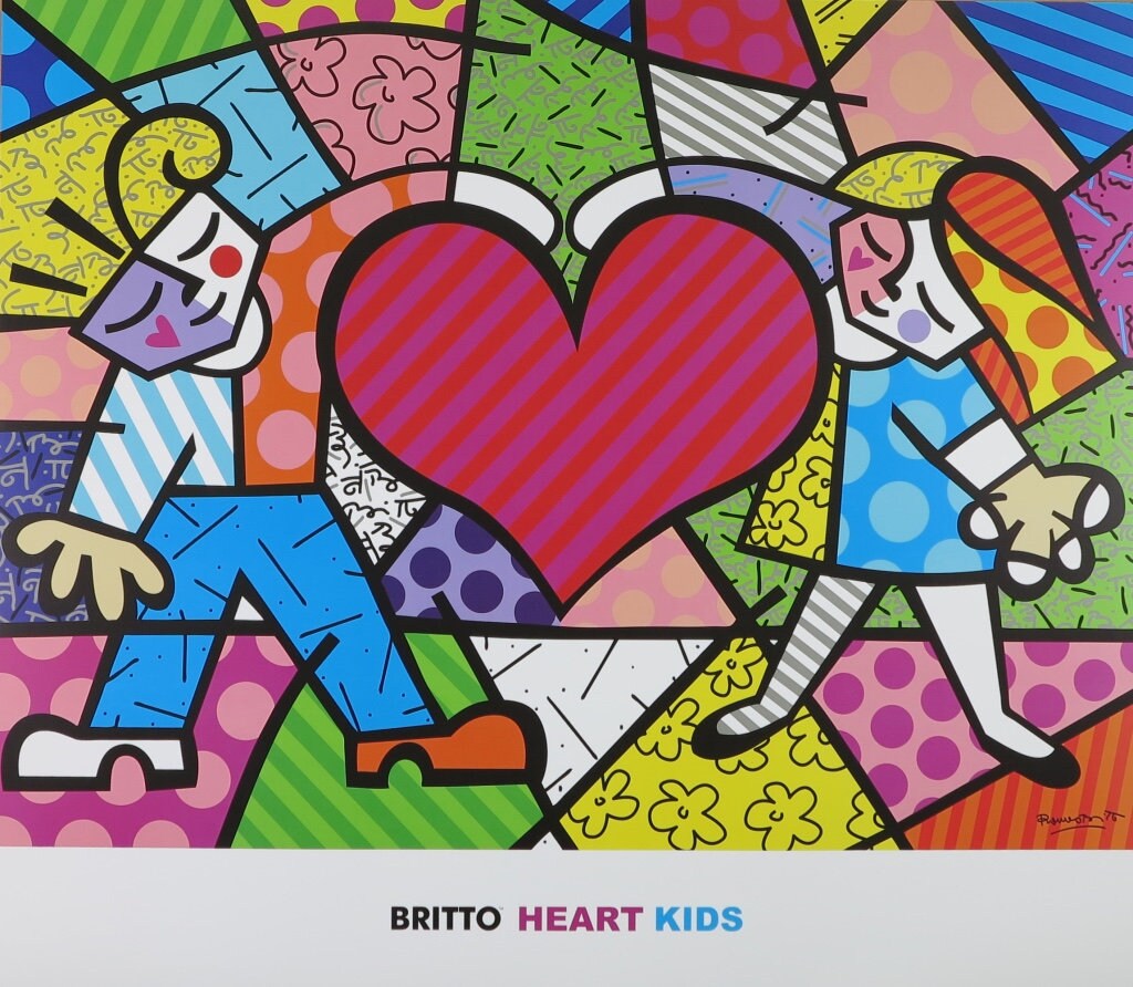 Romero Britto Exhibition Poster Heart Kids Love Museum - Etsy Canada