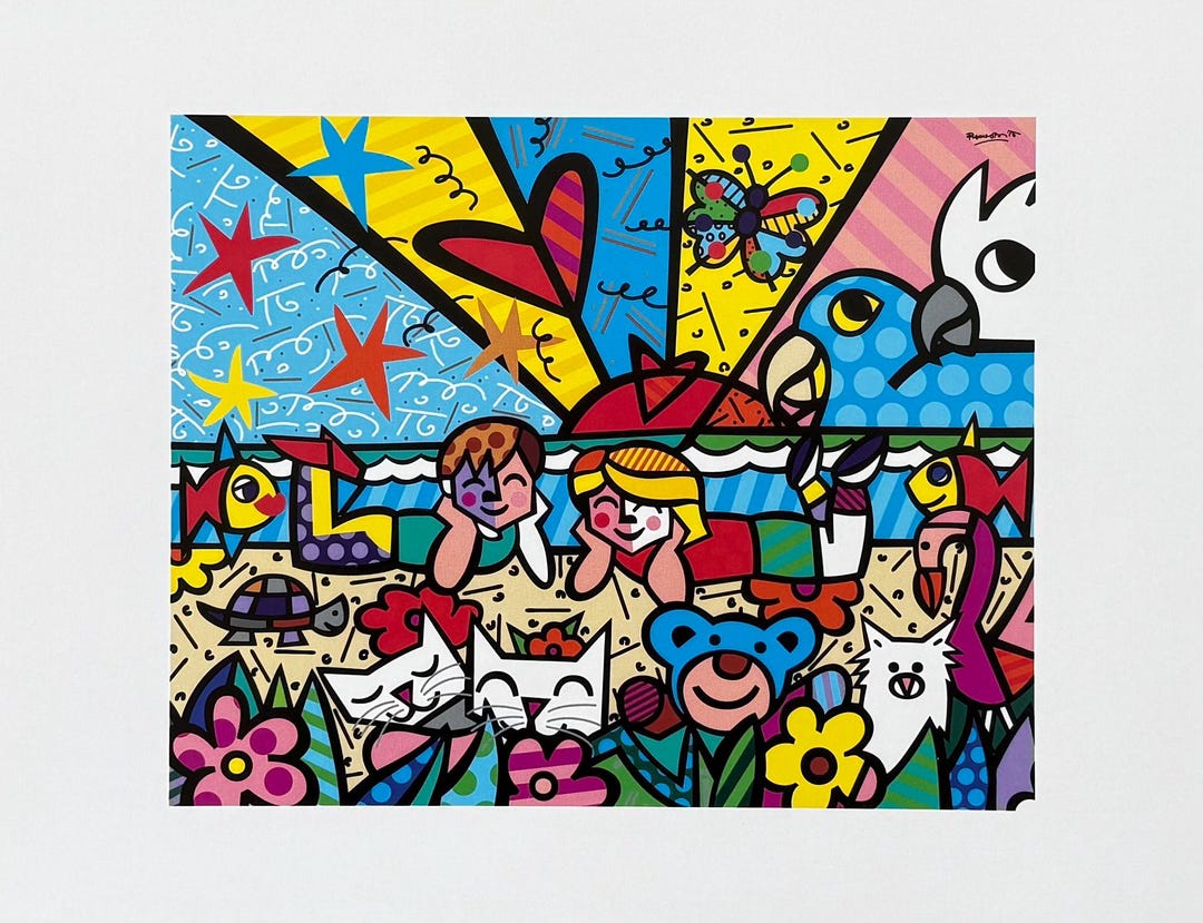 Romero Britto Exhibition Poster - in the Park - Love - Heart - Museum ...