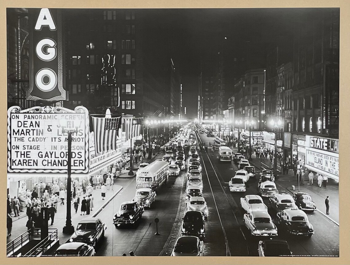 Chicago Poster Night Scene American City Tourism - Etsy