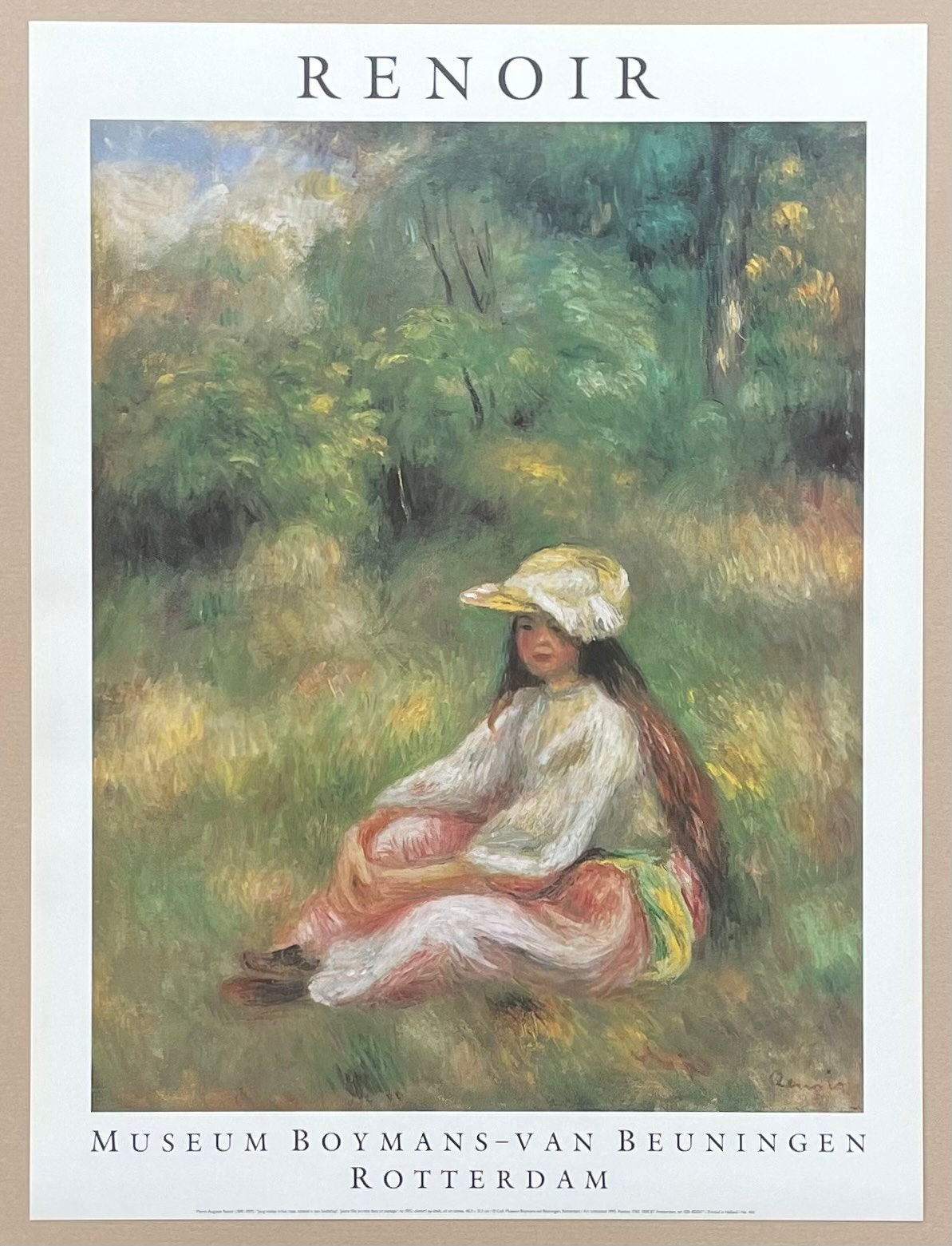 Pierre Auguste Renoir Exhibition Poster Young Girl in Pink Sitting in a ...