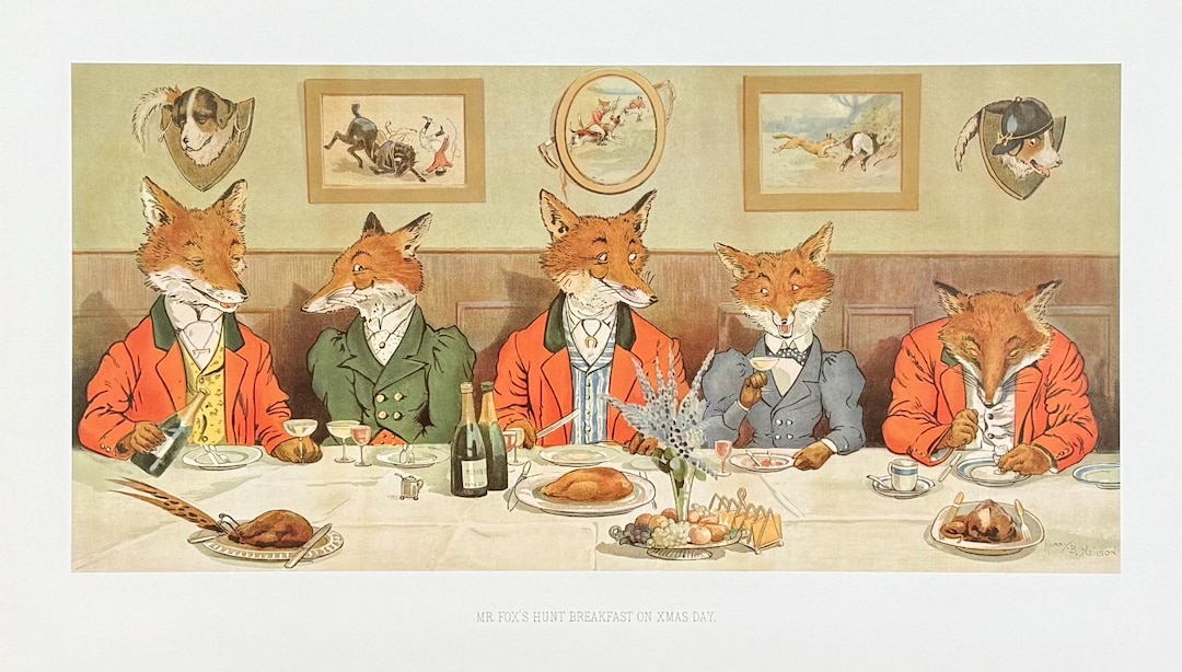 Harry B Neilson Exhibition Poster - Mr Fox's Hunt Breakfast - British ...