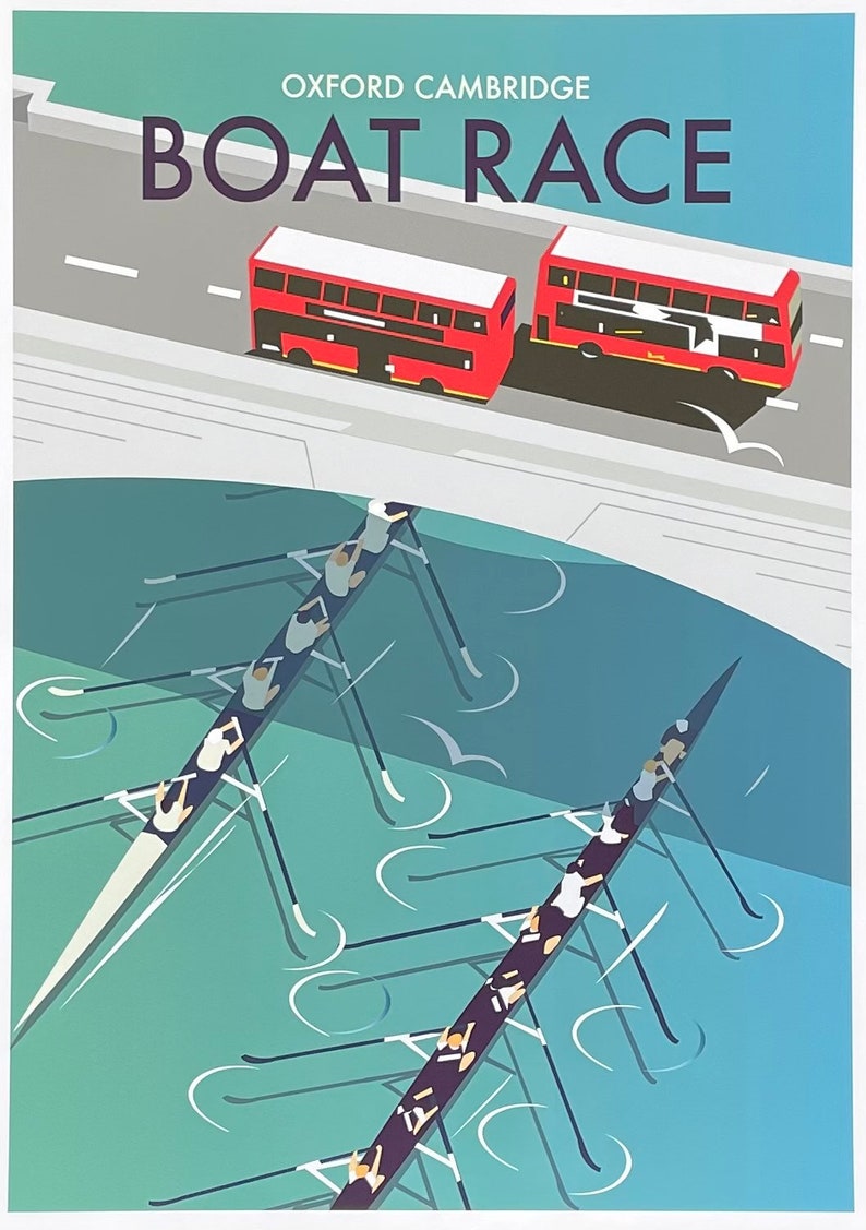 Boat Race Exhibition Poster - Oxford Cambridge University - Rowing ...