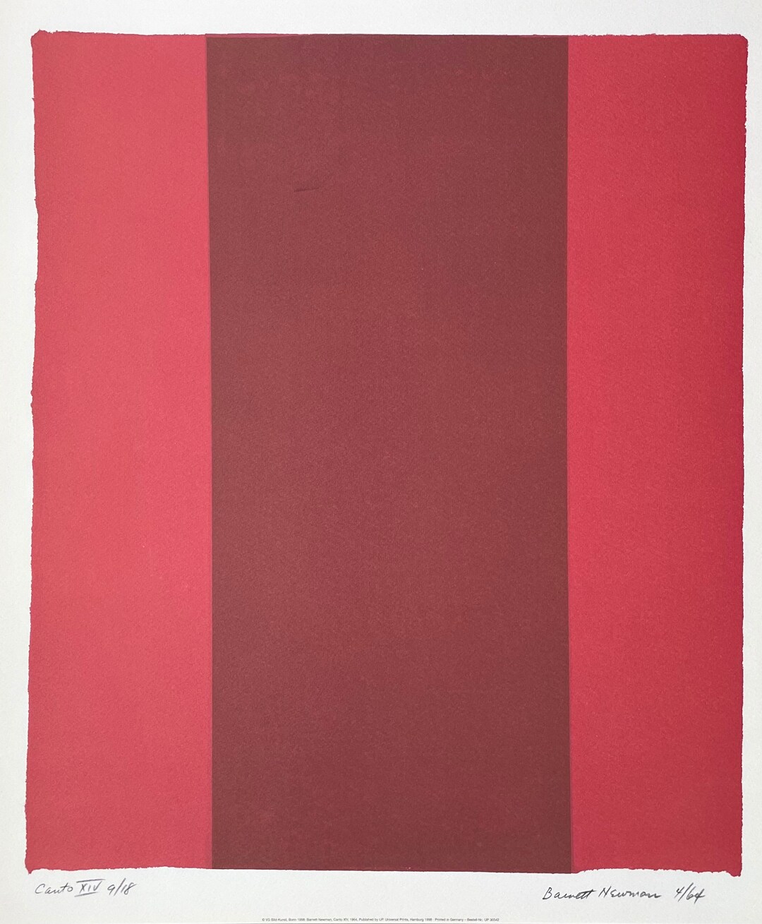 Barnett Newman Exhibition Poster Canto XIV Museum Artist Art Print ...