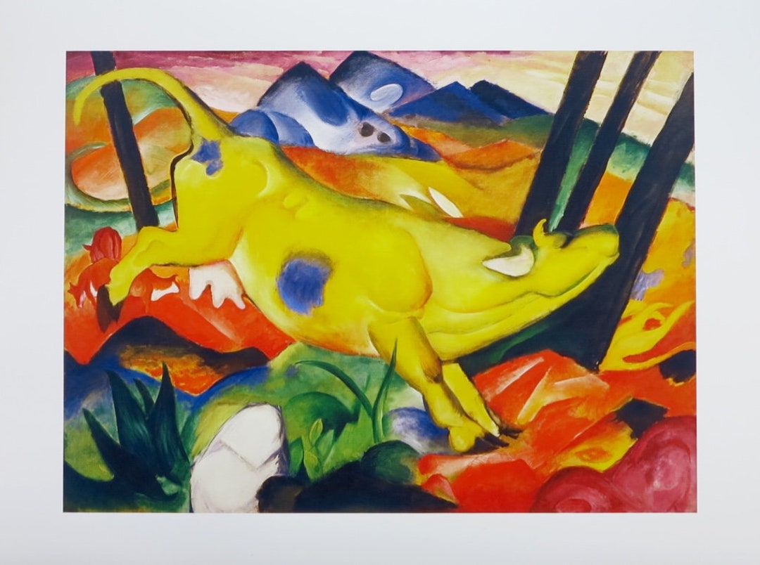 Franz Marc Exhibition Poster the Yellow Cow Vintage Museum Print Offset ...