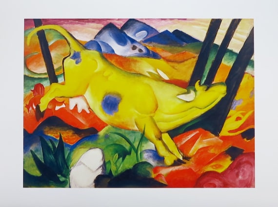 Franz Marc Exhibition Poster the Yellow Cow Vintage Museum | Etsy