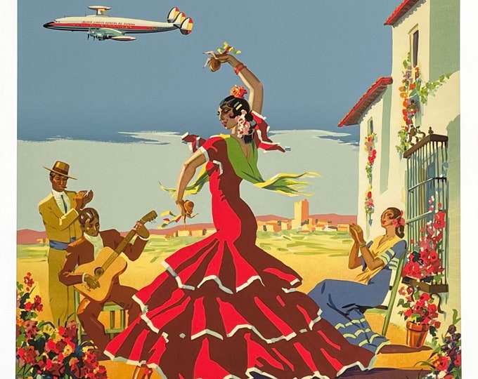 Spain Tourism Poster Andalucia Iberia Sun Traditional Dancing Flamenco ...