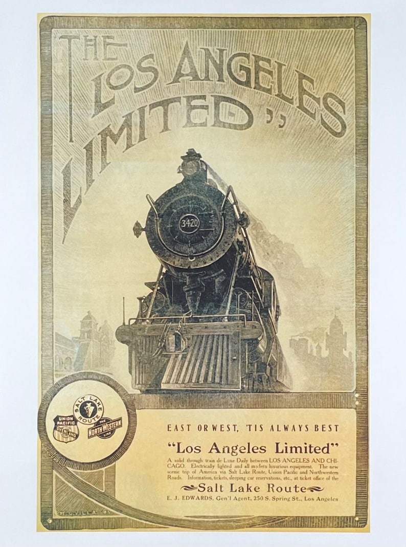 The Los Angeles Limited Exhibition Poster - Passenger Train Steam Train ...