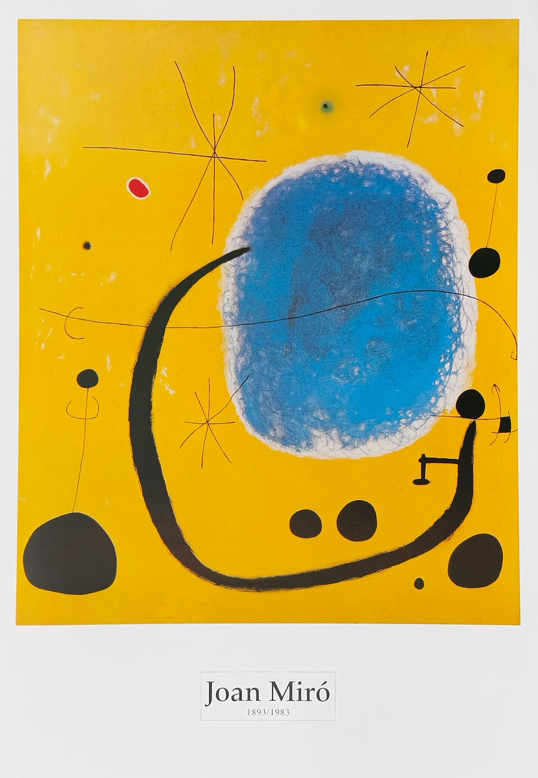 Joan Miro Exhibition Poster - L'oro Dell'azzurro - Yellow - Blue ...