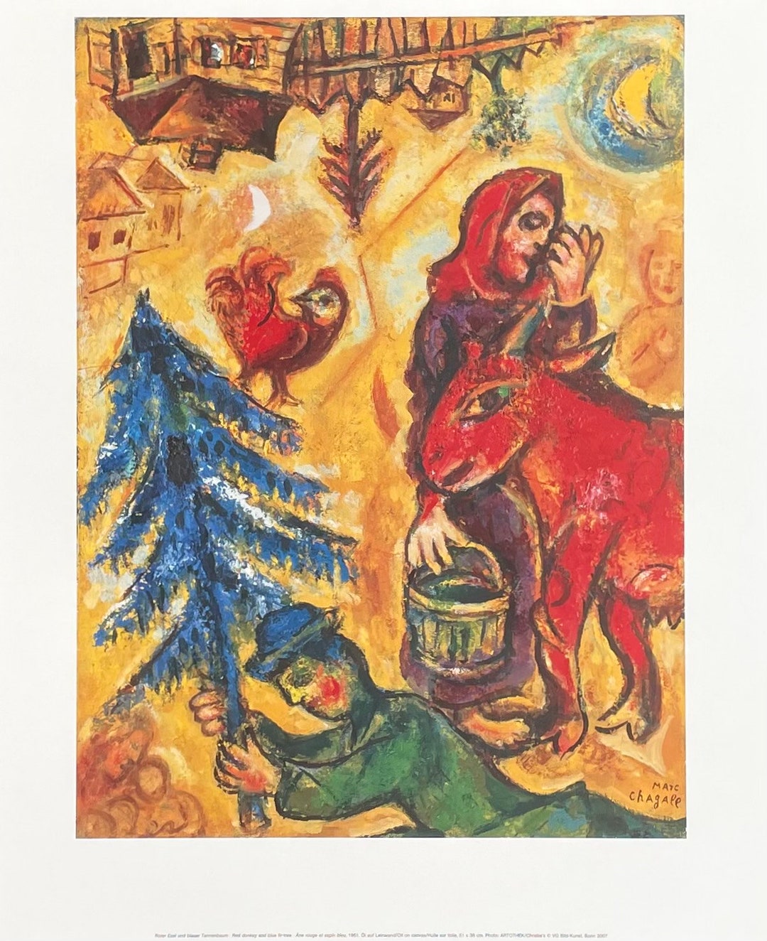 Marc Chagall Exhibition Poster - Red Donkey and Blue Fir-tree - Museum ...