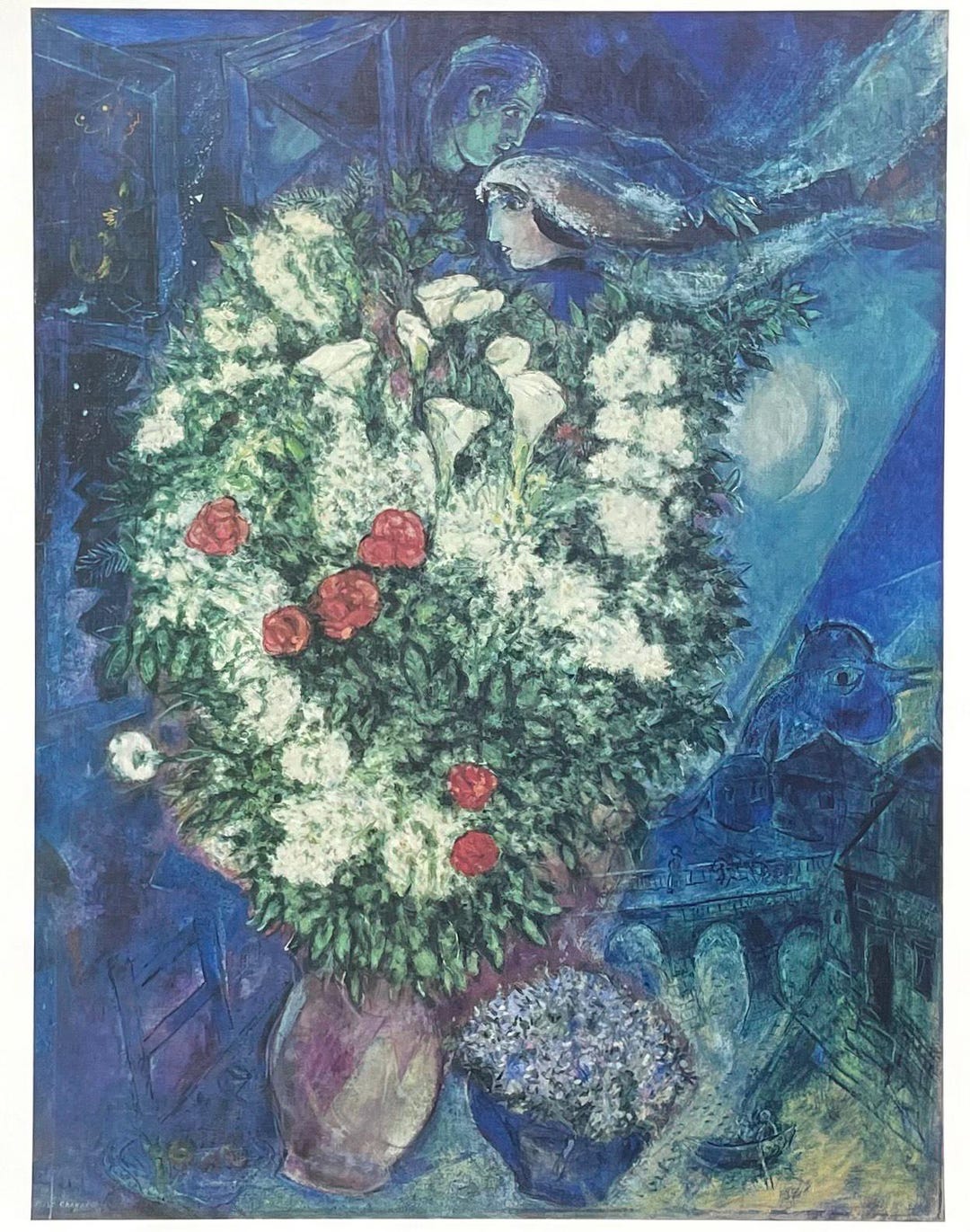 Marc Chagall Exhibition Poster - Bouquet With Flying Lovers - Flowers ...