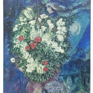 Marc Chagall Exhibition Poster - Bouquet With Flying Lovers - Flowers ...