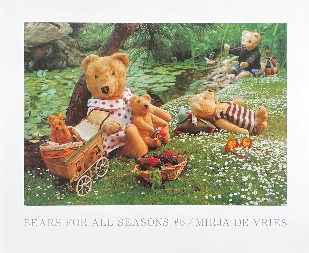 Teddy Bear Poster Picnic High Tea Doll House Cuddly Toy Art Print Baby ...