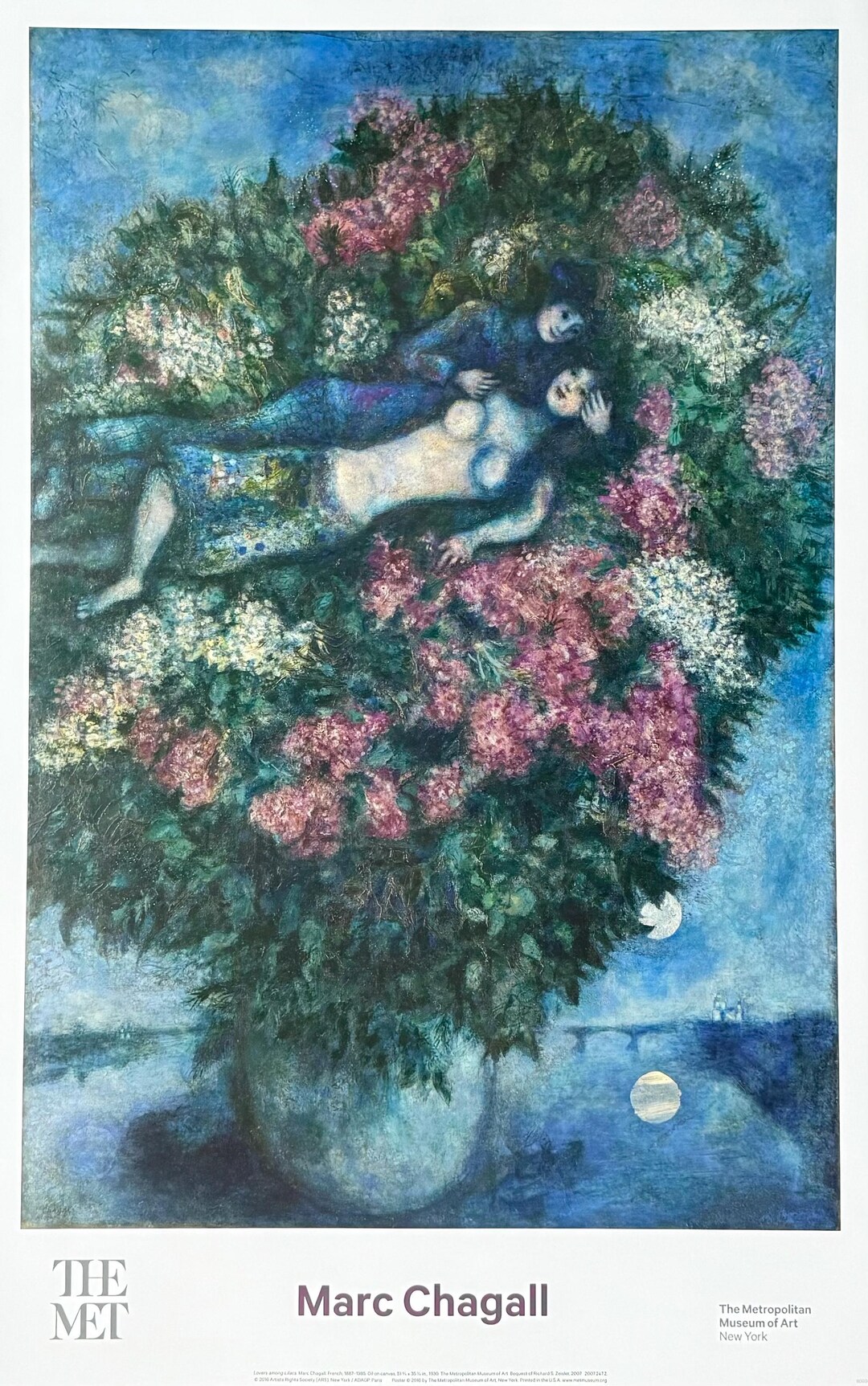 Marc Chagall Exhibition Poster - Lovers Among Lilacs - the Metropolitan ...