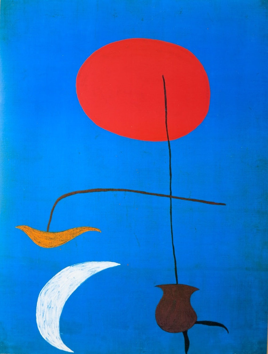 Joan Miro Exhibition Poster Untitled Blue Red Sun | Etsy