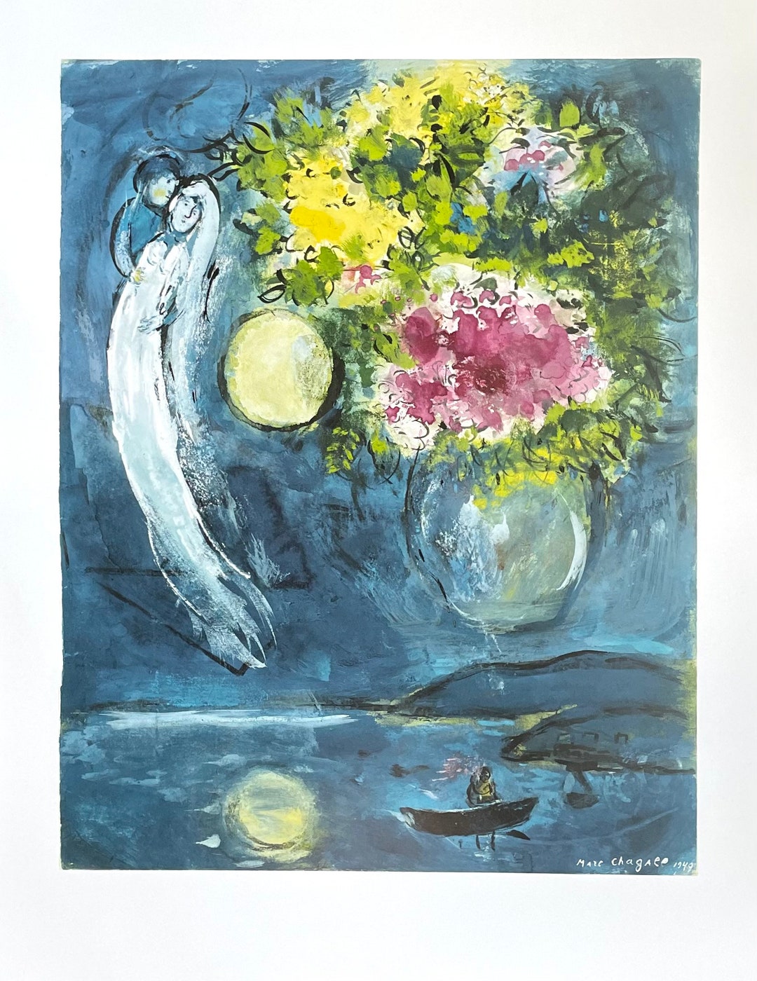 Marc Chagall Exhibition Poster Lovers and Vase With Flowers Museum ...