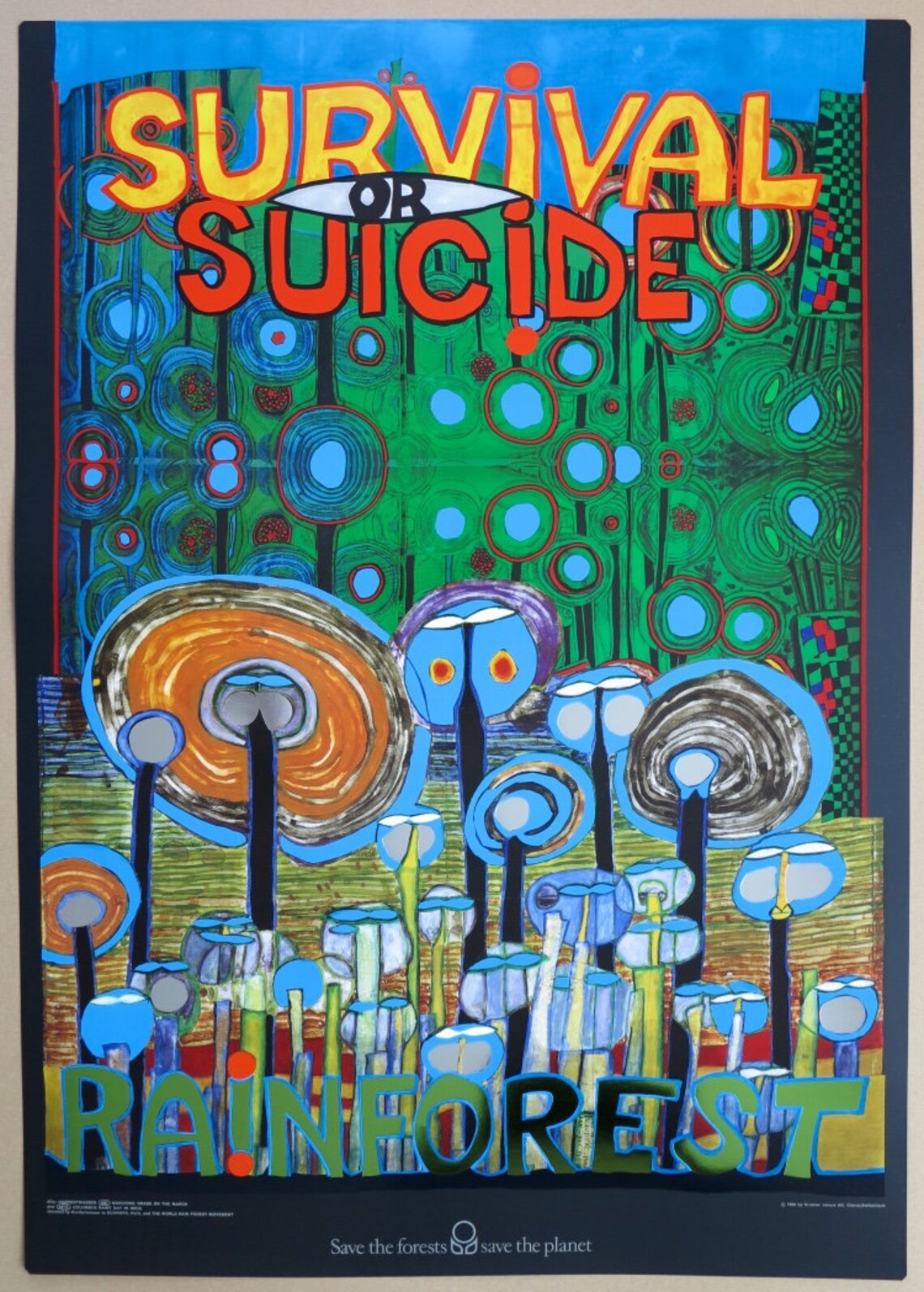 Hundertwasser Exhibition Poster Survival or Suicide Save | Etsy