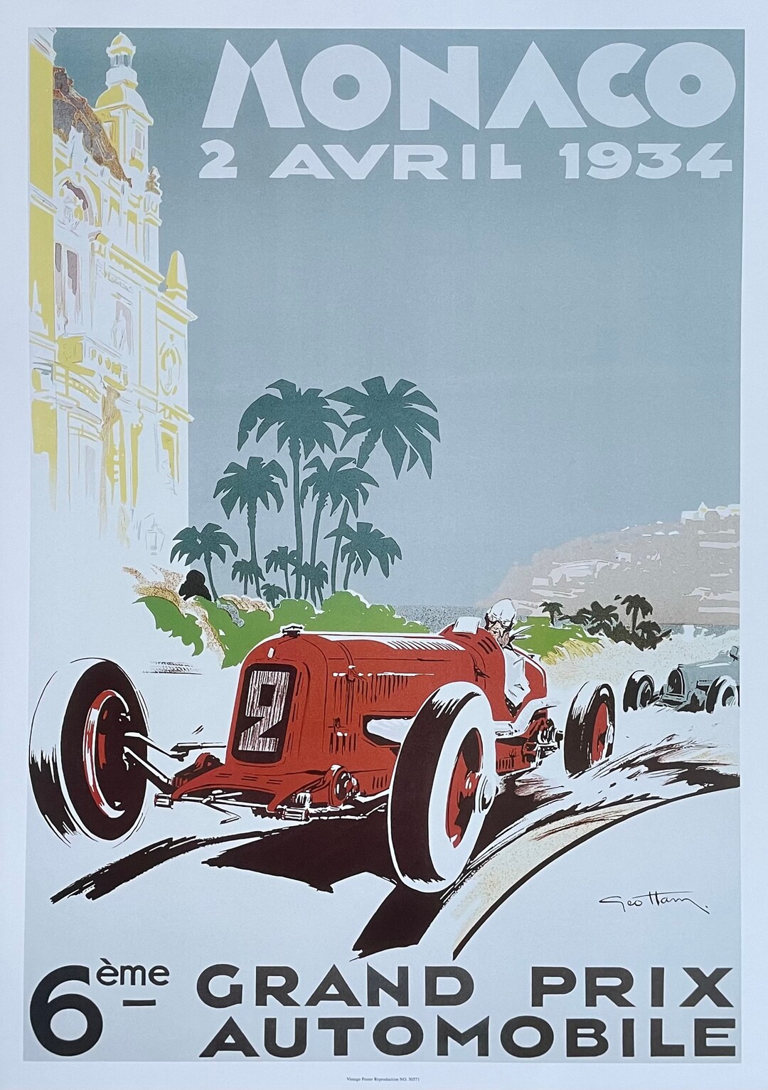 Geo Ham Exhibition Poster Formula 1 Monaco 6th Grand Prix Automobile ...