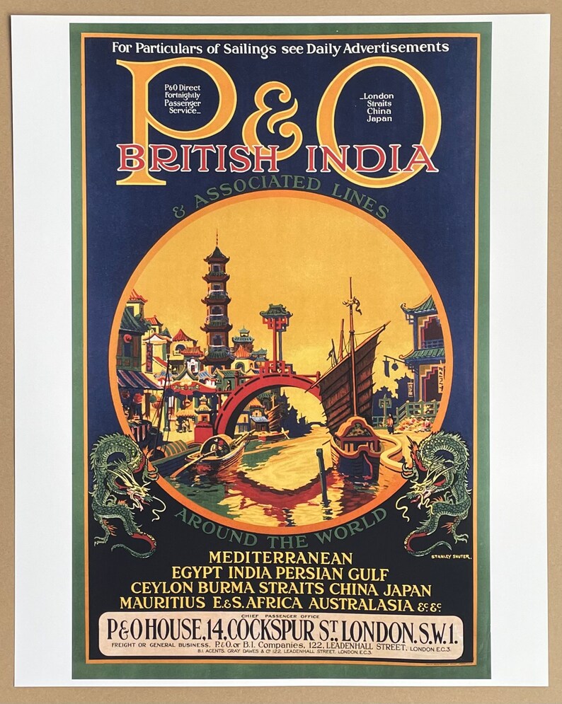 P&O Exhibition Poster - British India - Shipping Line - Decorative ...