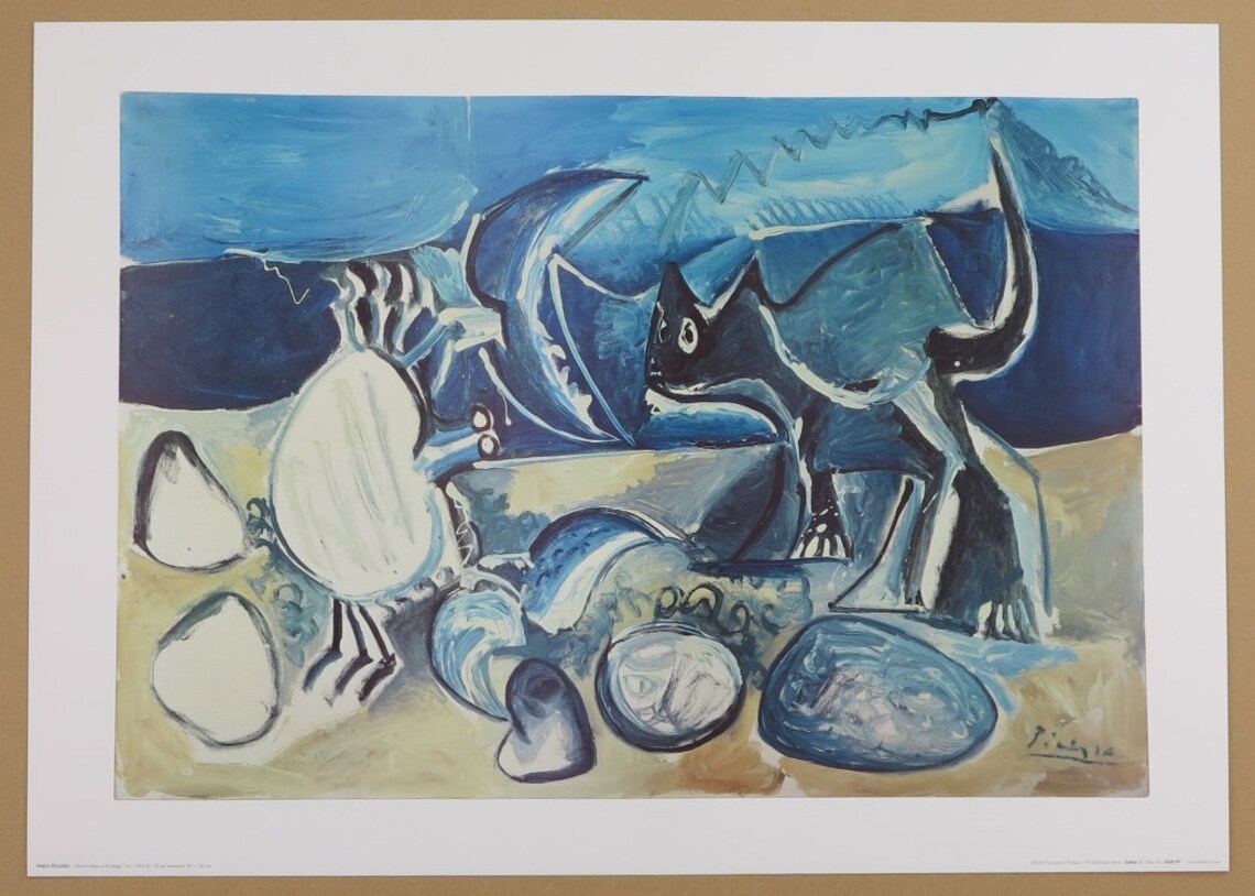 Pablo Picasso exhibition poster Cat and crab on the beach | Etsy