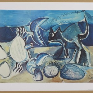Pablo Picasso exhibition poster Cat and crab on the beach | Etsy