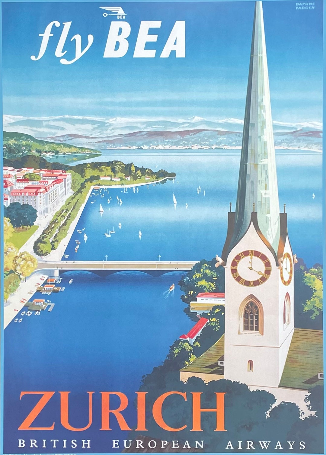 Fly BEA Exhibition Poster - British European Airways - Zurich ...