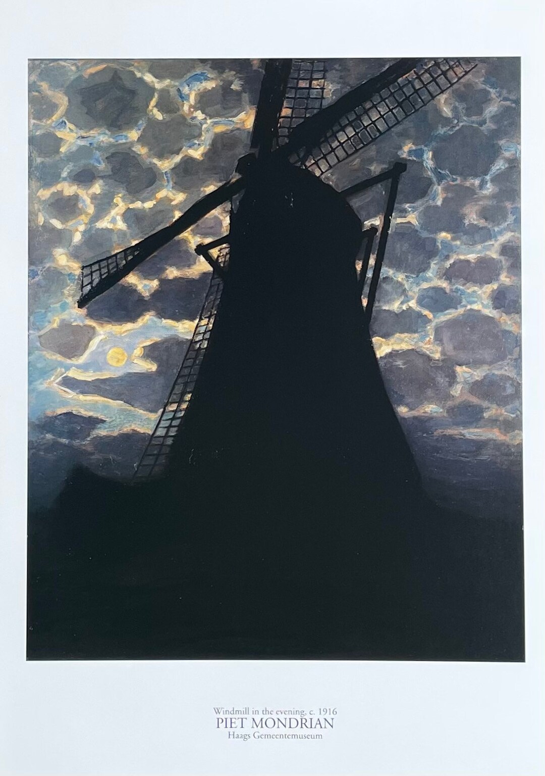 Piet Mondrian Exhibition Poster Dutch Windmill in the Evening Museum ...