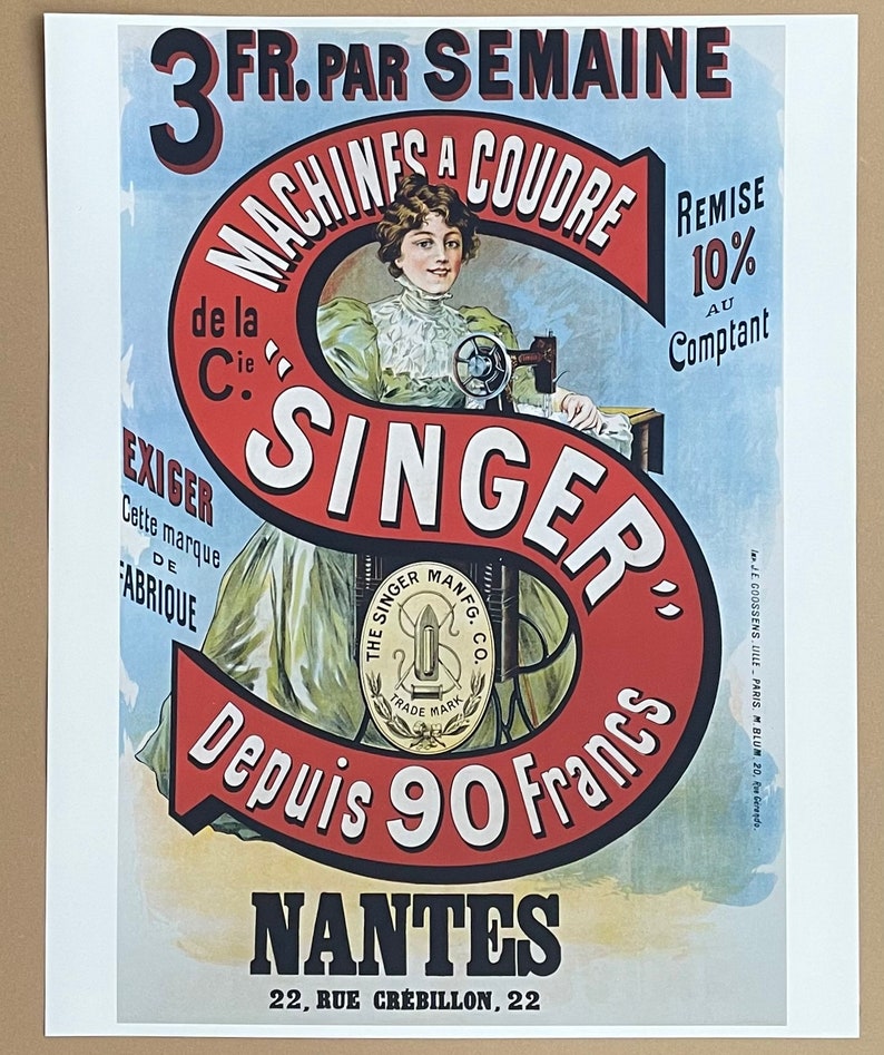 Singer Exhibition Poster Sewing Machine Advertisement - Etsy