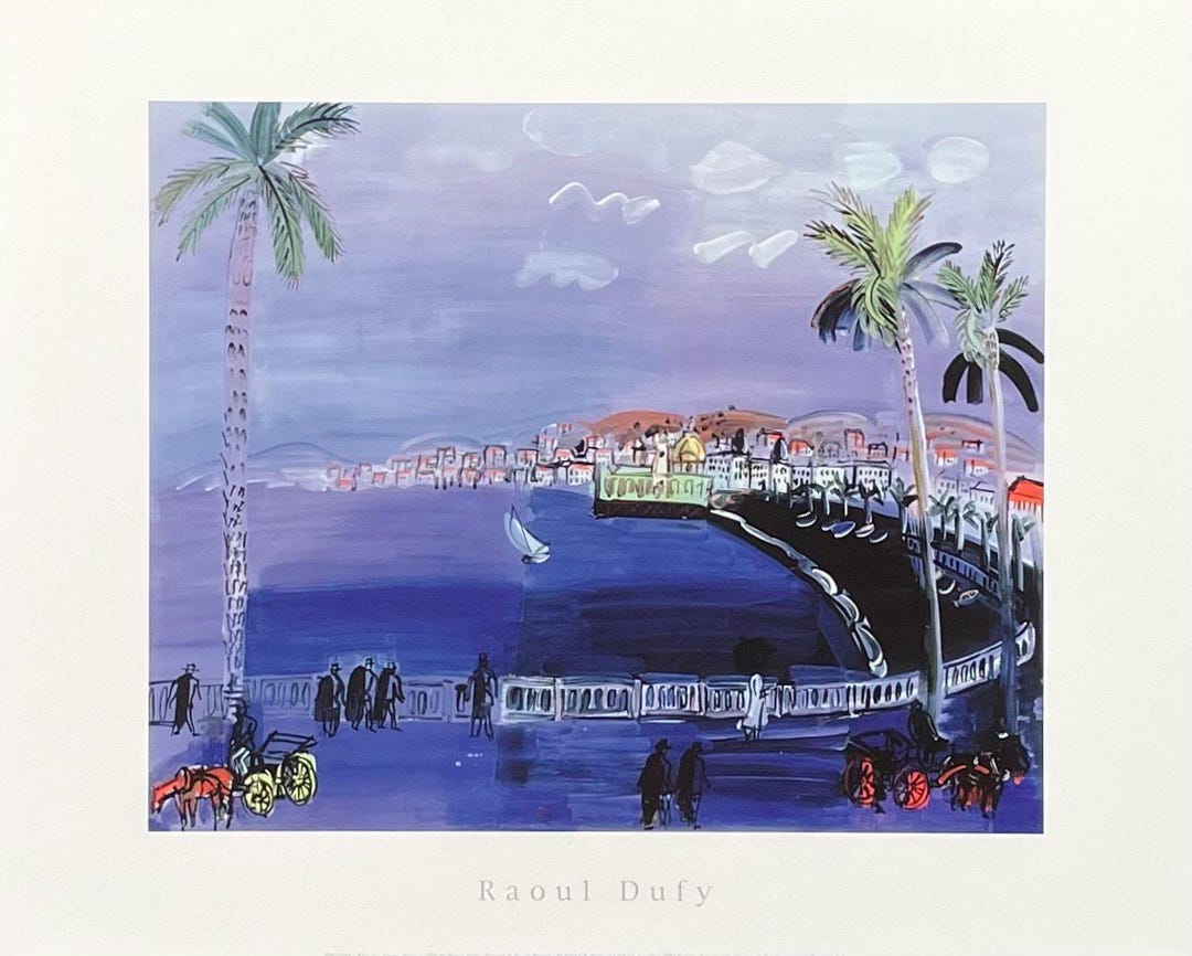 Raoul Dufy Exhibition Poster - Nice - the Bay of Angels - Blue - Palm ...