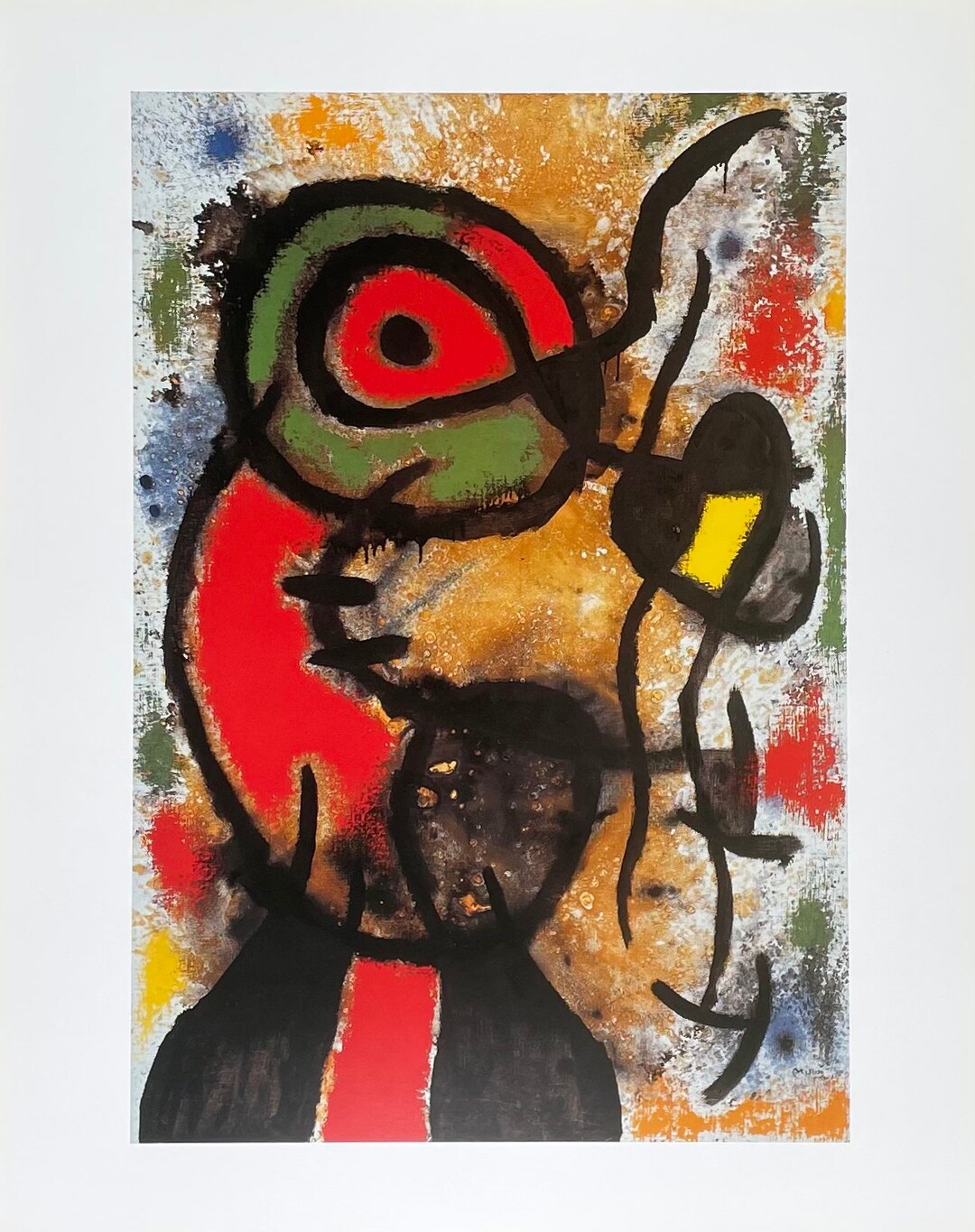 Joan Miro Exhibition Poster - Figure and Bird - Museum Artist - Art ...