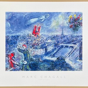 Marc Chagall Exhibition Poster - View of Paris - Summer - Blue - Love ...