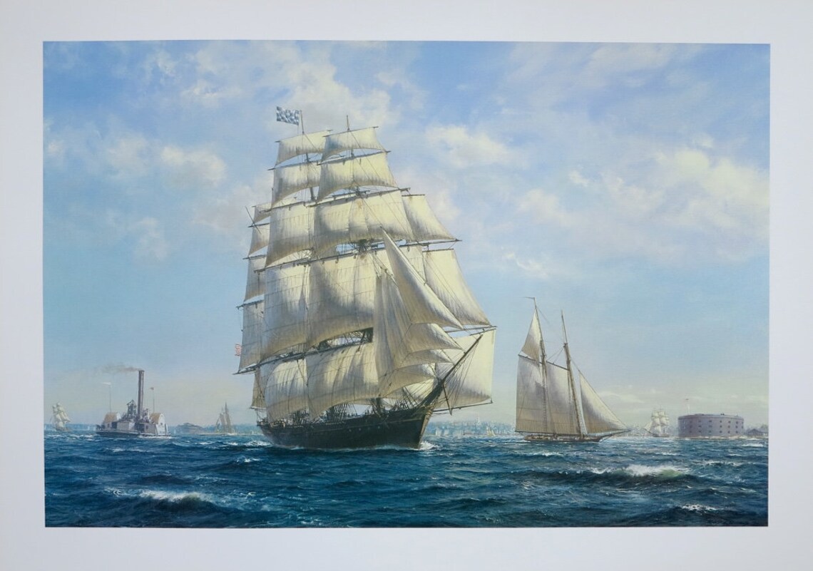 Roy Cross Exhibition Poster Sail Ship Challenge Leaving New - Etsy