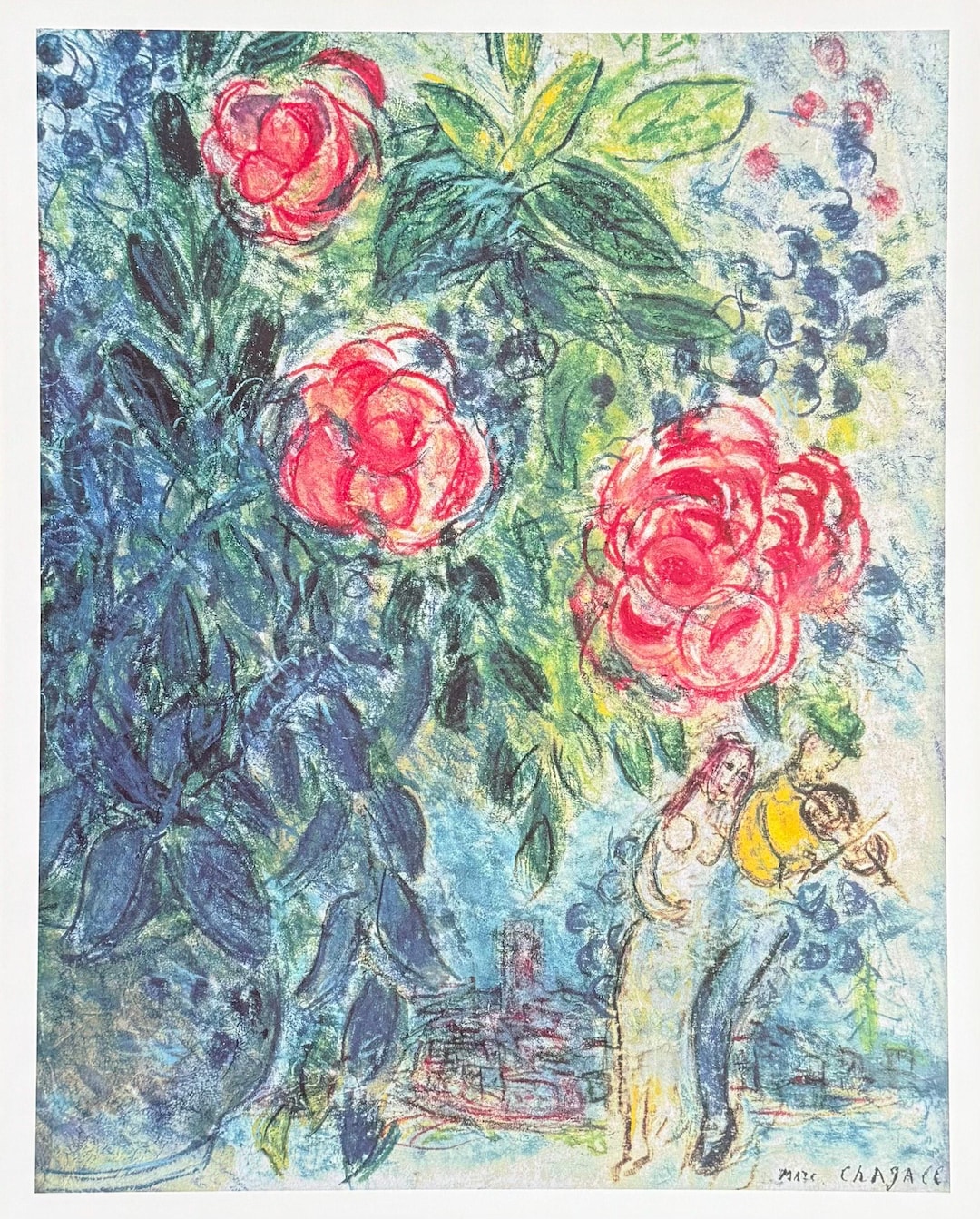 Marc Chagall Exhibition Poster - Flowers and Lovers - Museum Artist ...