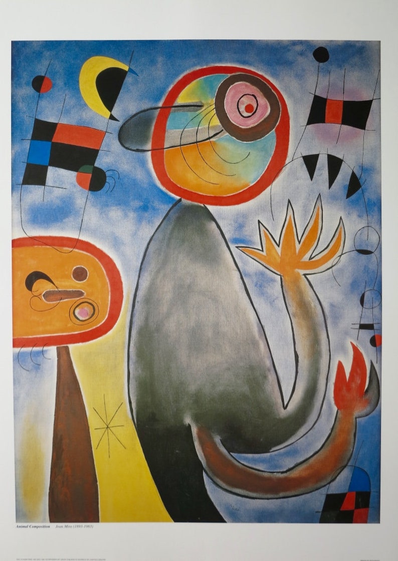 Joan Miro Exhibition Poster Animal Composition Vintage - Etsy