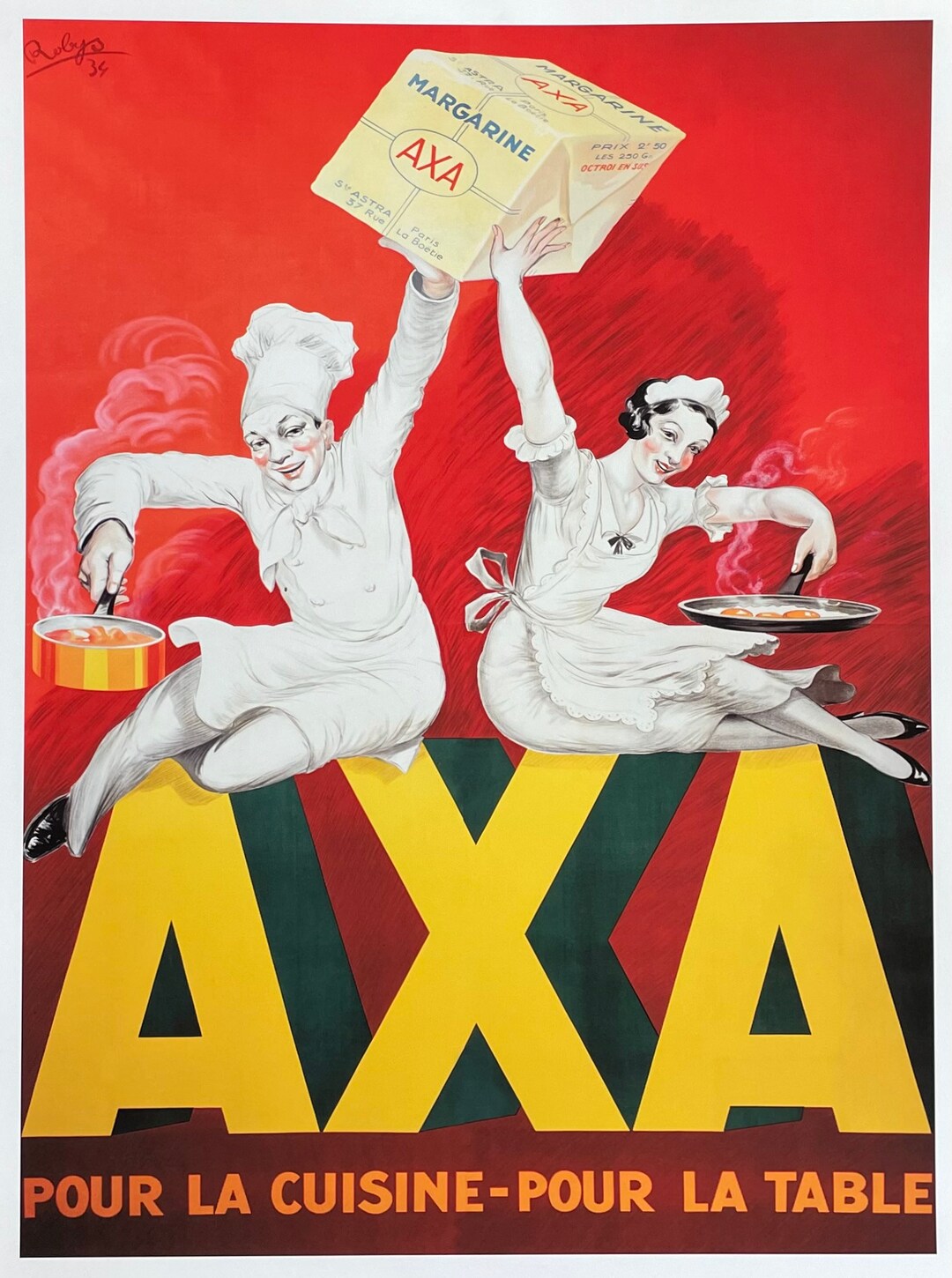 AXA Margarine Exhibition Poster Butter Kitchen Art French Advertisement ...