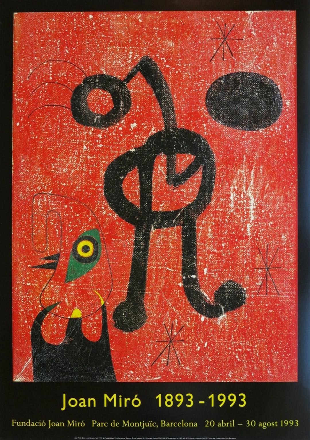 Joan Miro Exhibition Poster - 1893 - 1993 - Vintage Museum Print ...