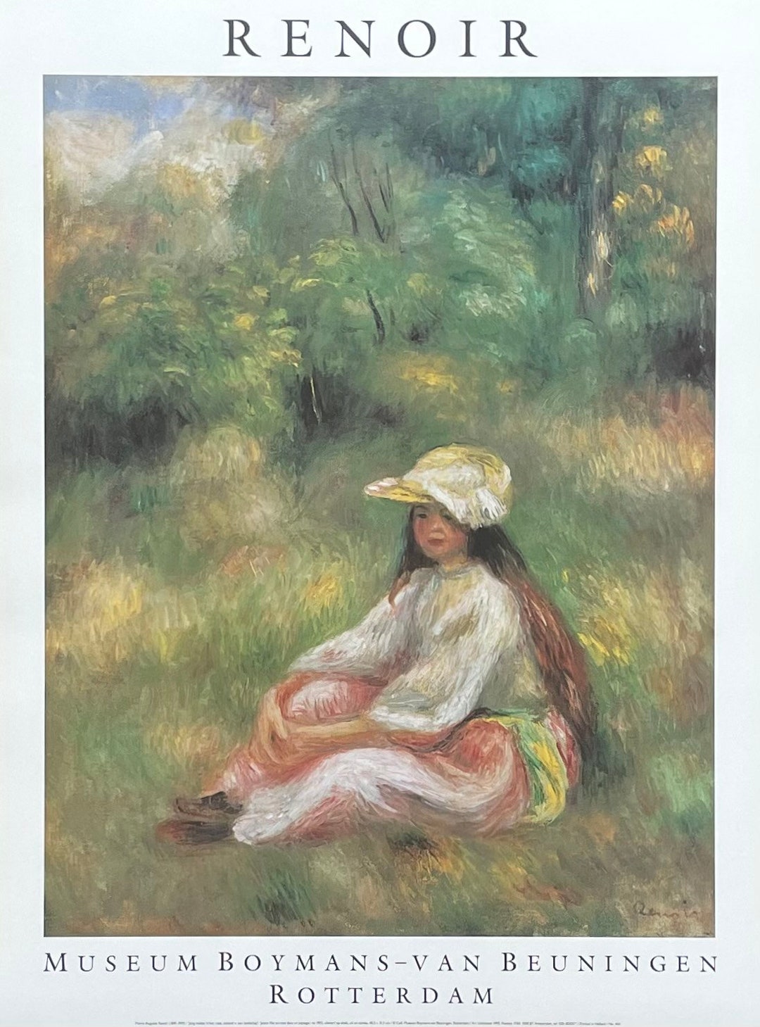 Pierre Auguste Renoir Exhibition Poster - Young Girl in Pink Sitting in ...